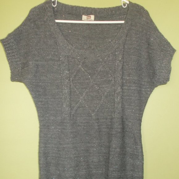 lei | Sweaters | Vintage Lei Gray Long Sparkly Sweater Cap Sleeves Jr ...